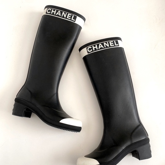 CHANEL | Shoes | Authentic Chanel Rubber Rain Boots Rare Size 4 Sold ...